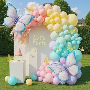 Butterfly Balloon Arch for Birthday Party Pastel Butterfly Balloon ...