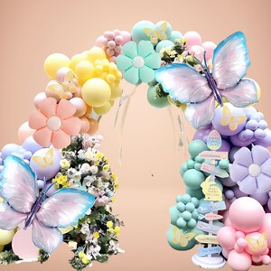 Butterfly Balloon Arch Pastel Rainbow Butterfly Theme Balloon Garland ...