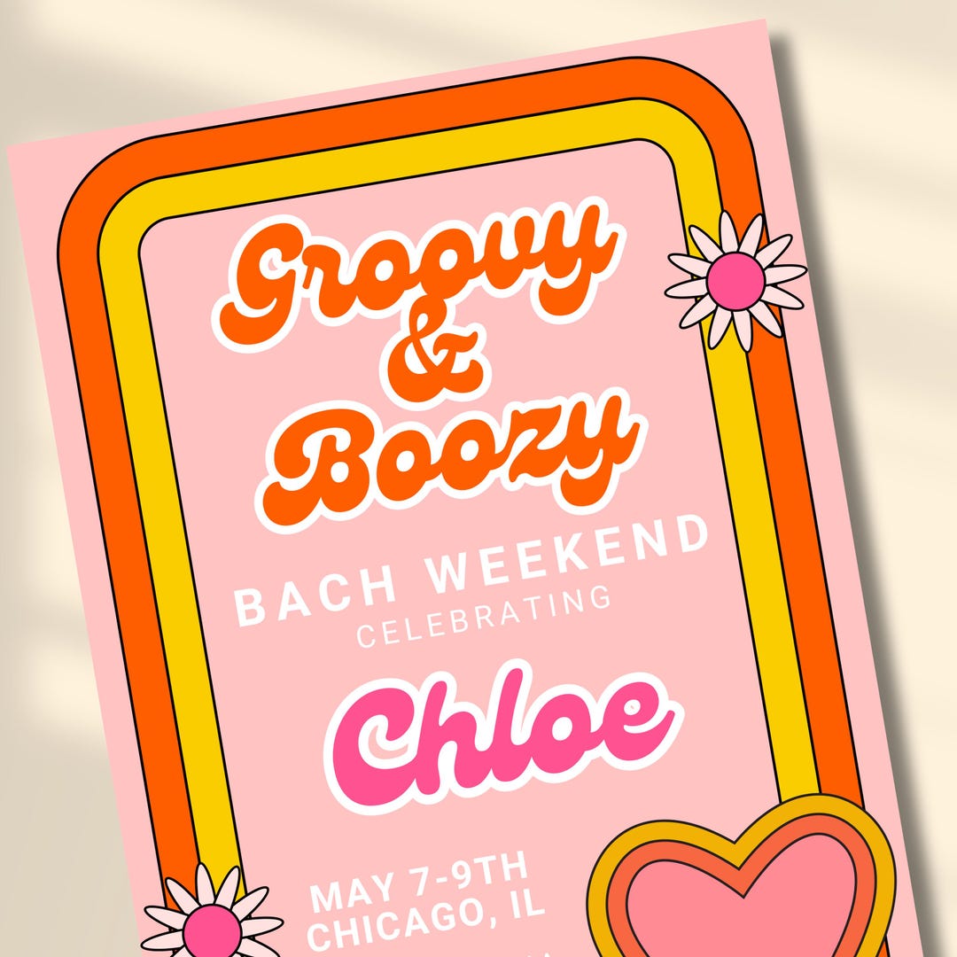 Groovy and Boozy Bachelorette Party Invitation Custom Digital Download ...