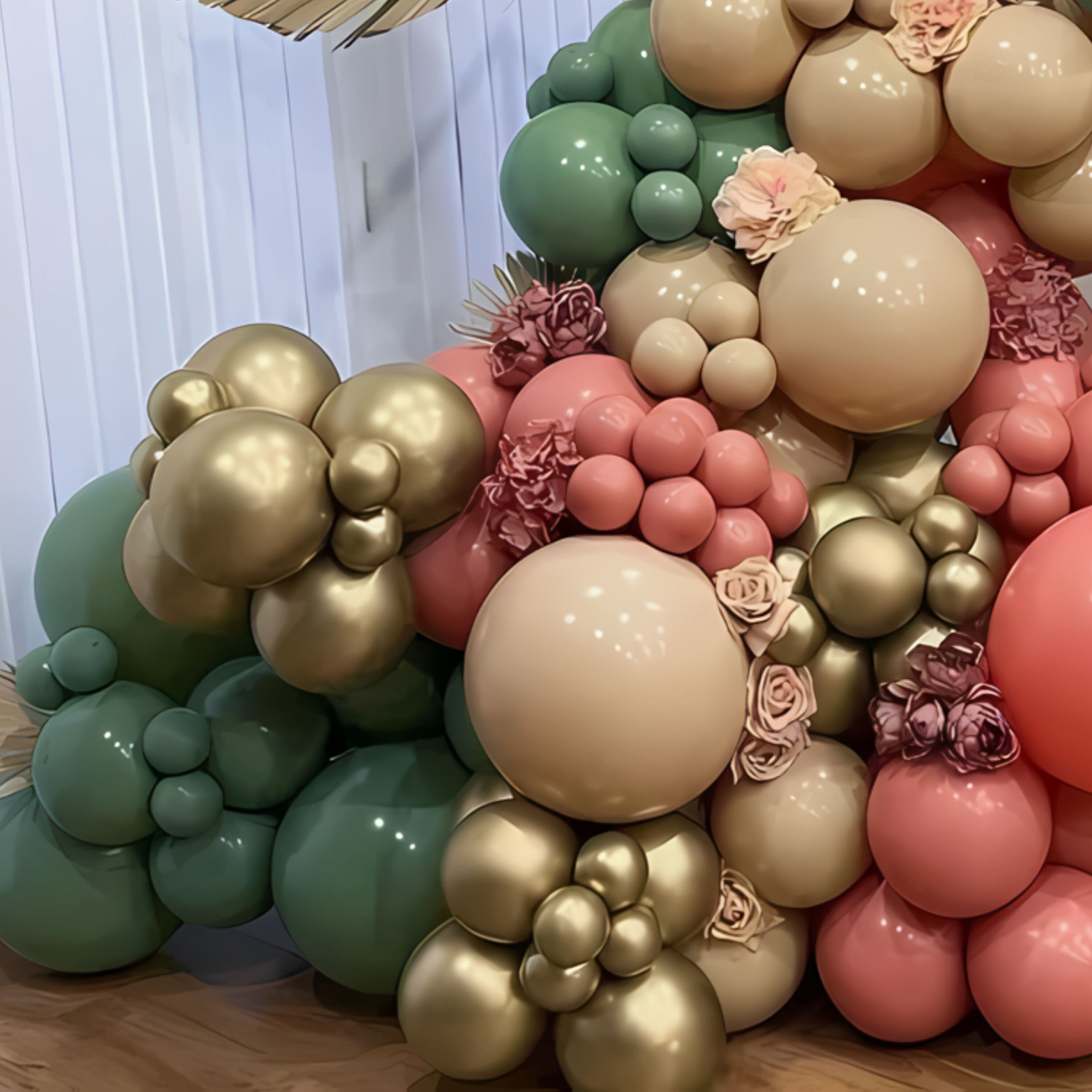 Balloon Arch for Bridal Shower Green Pink Gold Balloon Garland for Baby ...