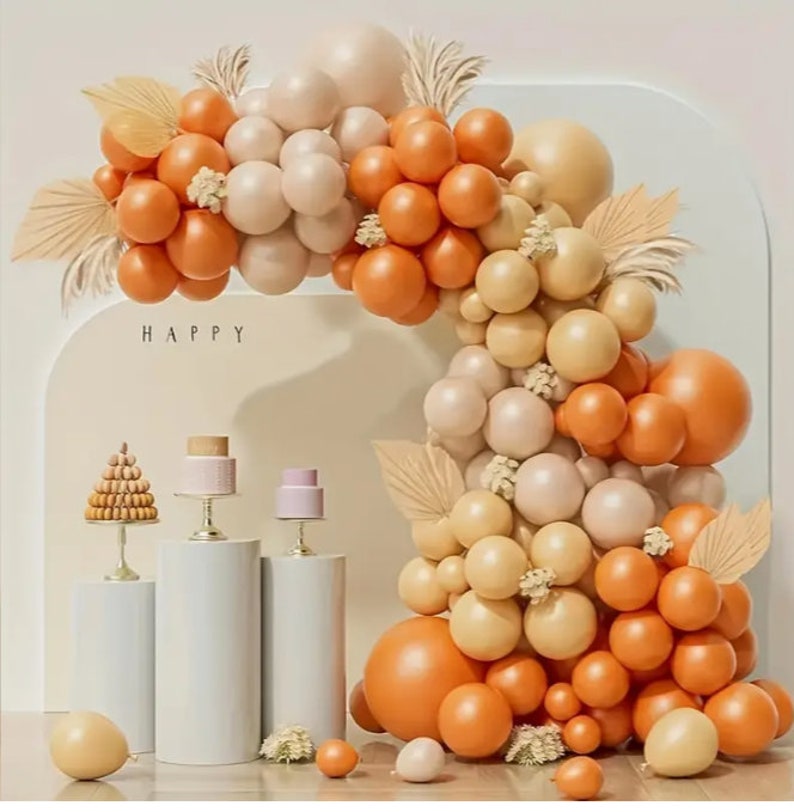 Orange Balloon Arch Kit Thanksgiving Photo Backdrop Fall Color Party ...