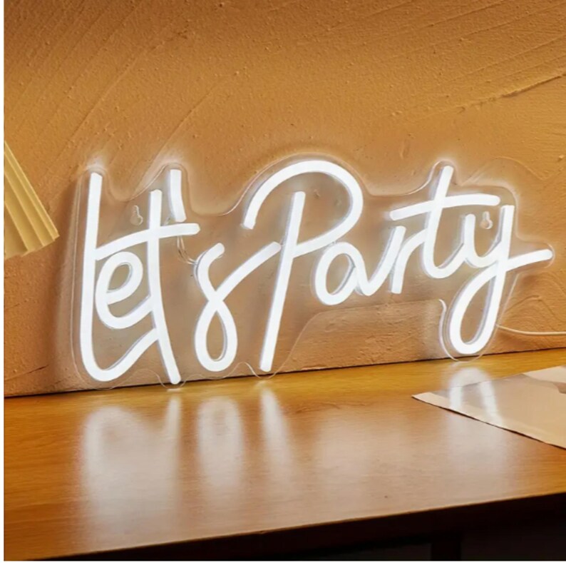 Let's Party Neon Sign Art Party Sign for Bachelorette Party Birthday ...