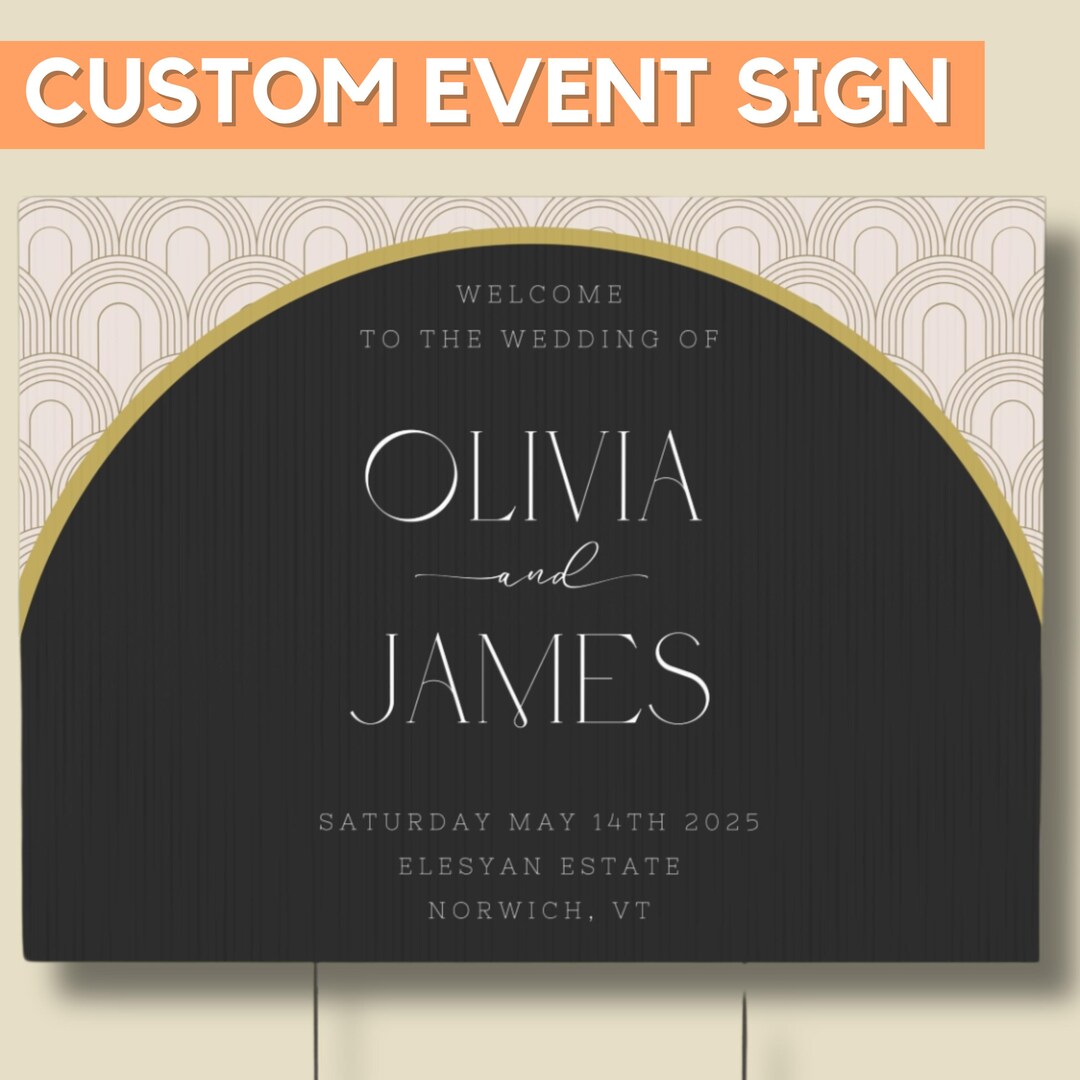 Wedding Welcome Sign Art Deco Wedding Entrance Decor Custom Sign ...