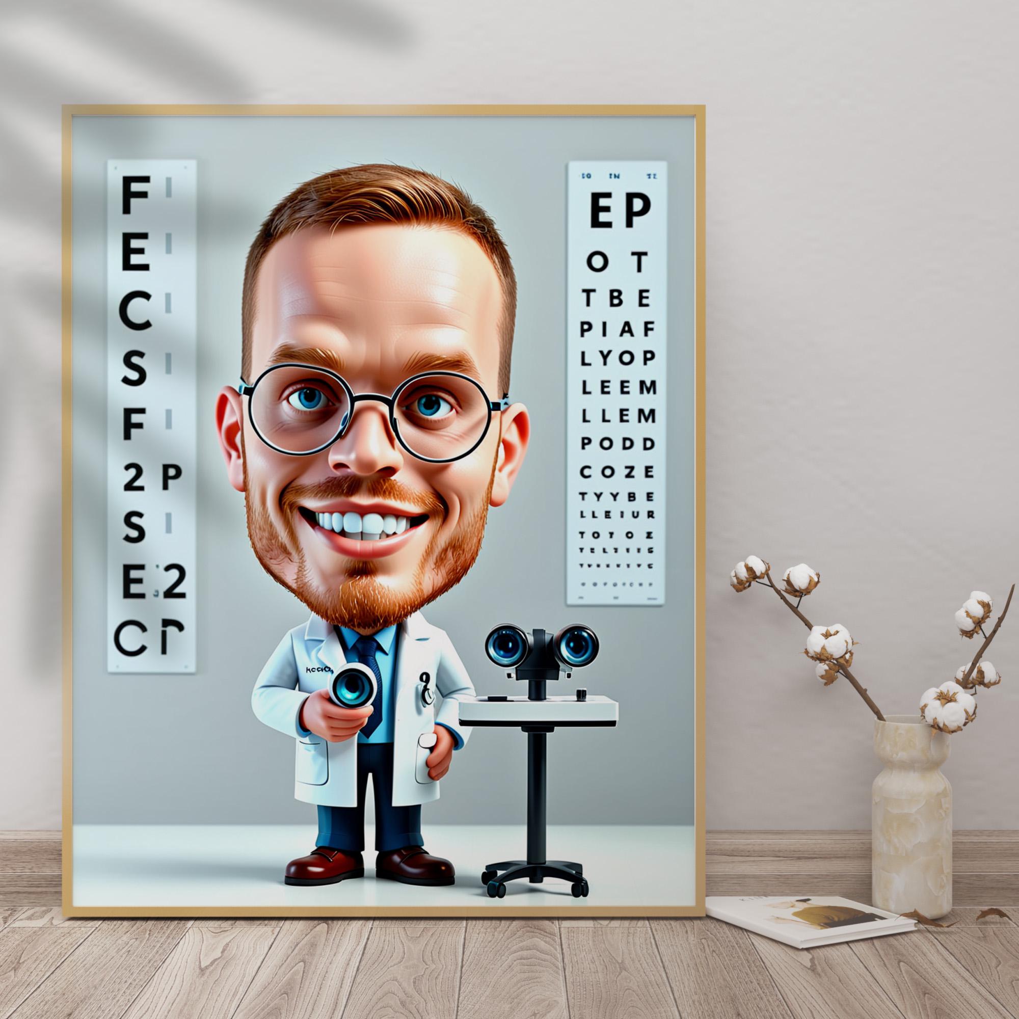 Optometrist Gift, Custom Caricature Optometry Decor Portrait ...