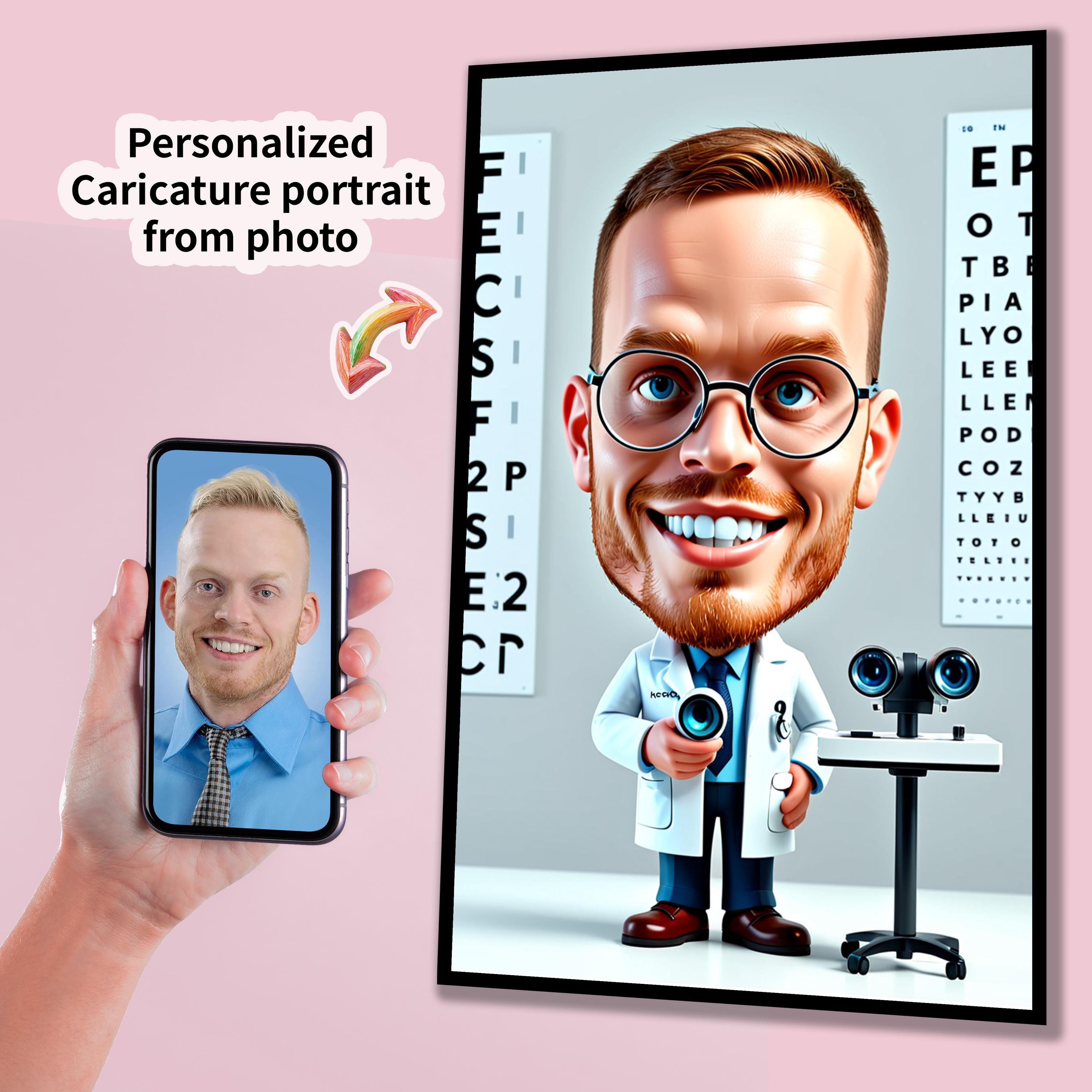 Optometrist Gift, Custom Caricature Optometry Decor Portrait ...