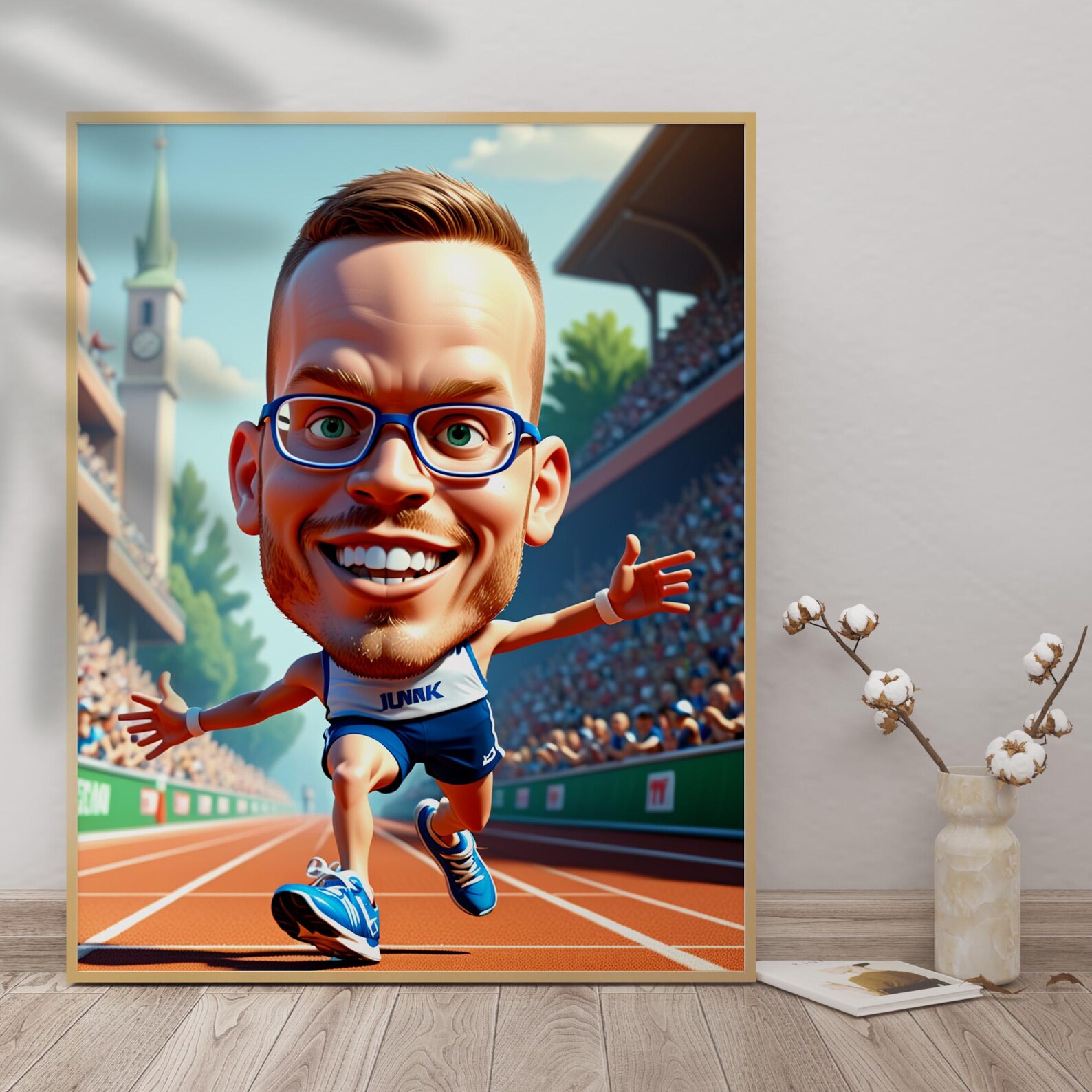 Personalized Runner 3d Cartoon Portrait, Custom Runner 3d Caricature ...