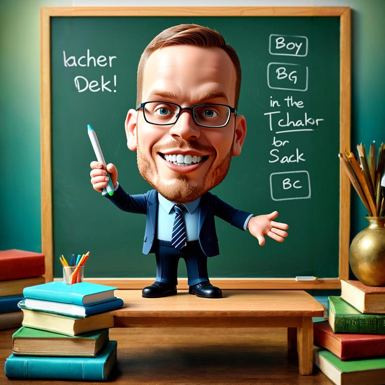Custom Teacher 3d Cartoon, Teacher 3d Caricature From Photo, Gift for ...