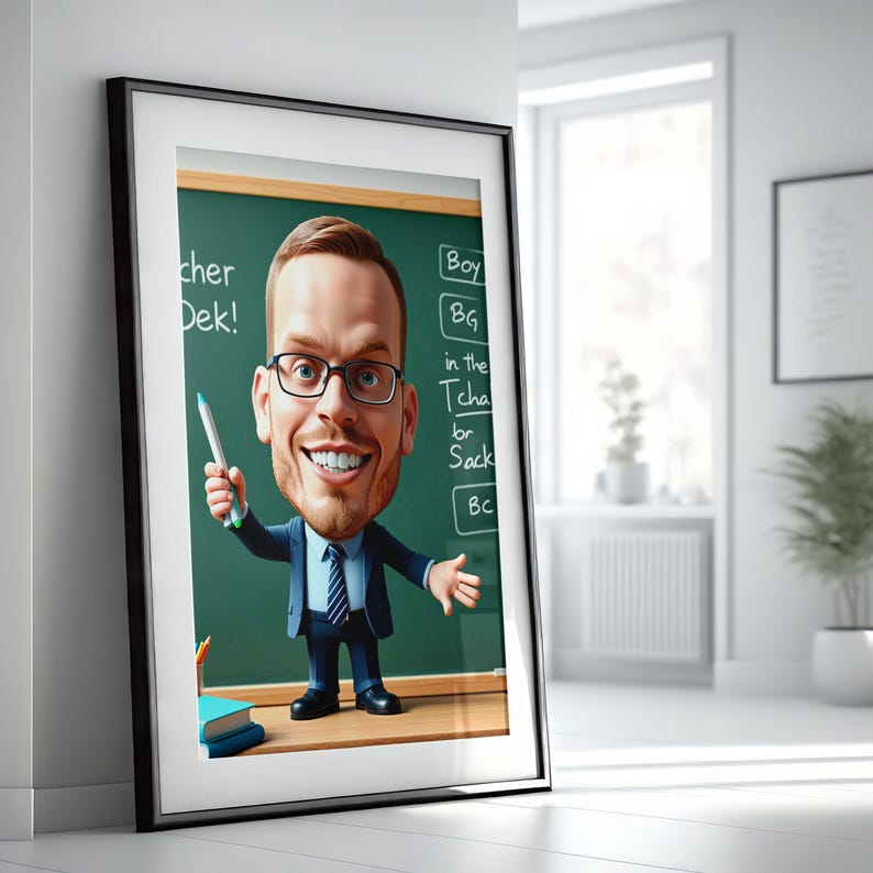Custom Teacher 3d Cartoon, Teacher 3d Caricature From Photo, Gift for ...
