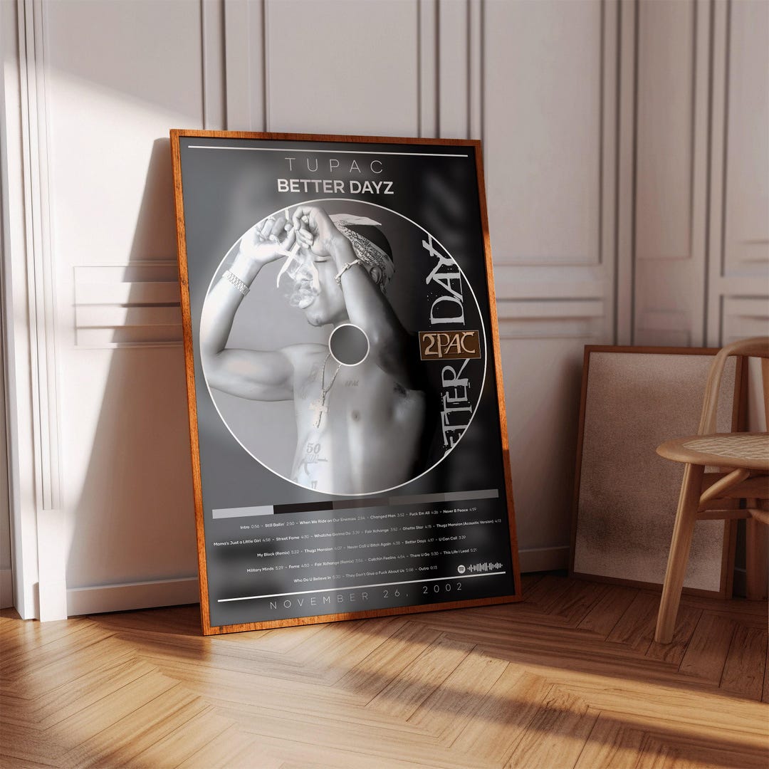 Tupac Poster | Better Dayz Poster | Album Poster Print | Album Cover ...