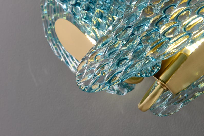Vintage Sconce Blue Copper+glass Wall Lamp - Etsy