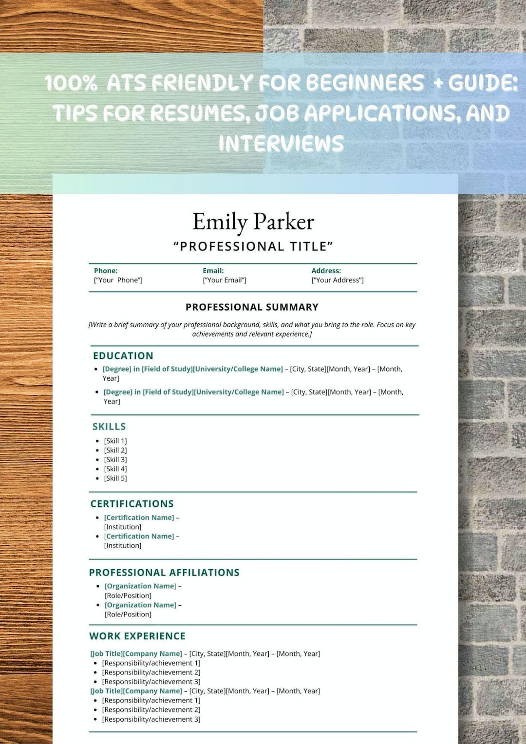 Professional CV ATS Friendly Resume Template for Beginners | Cover ...
