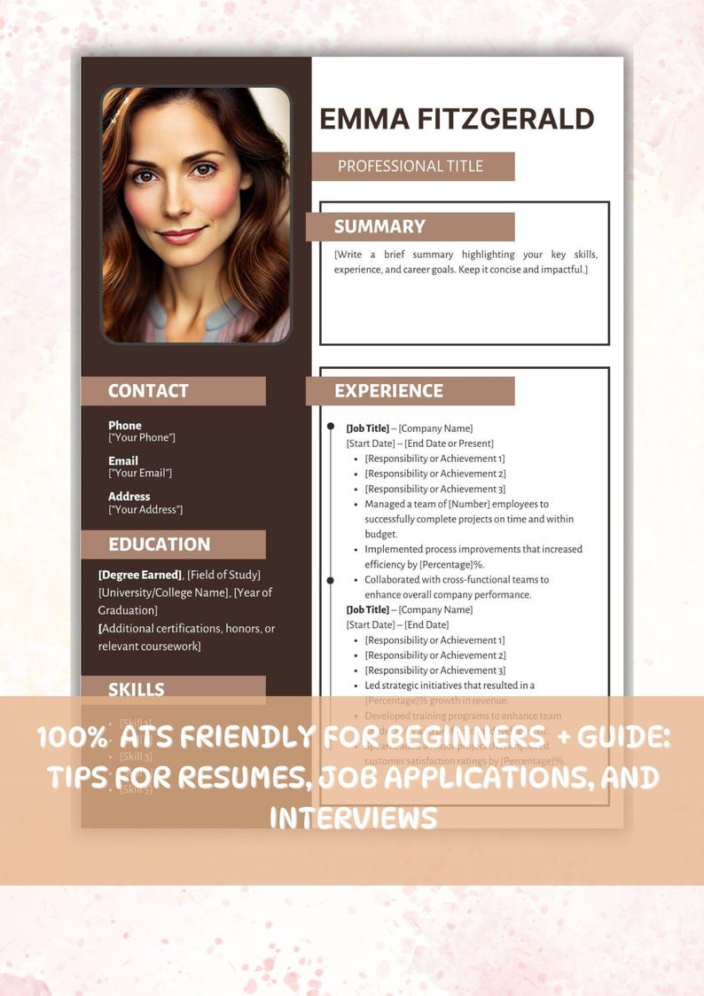 Professional Modern Resume Template, Clean & Beautiful, 3 Pages | Cover ...