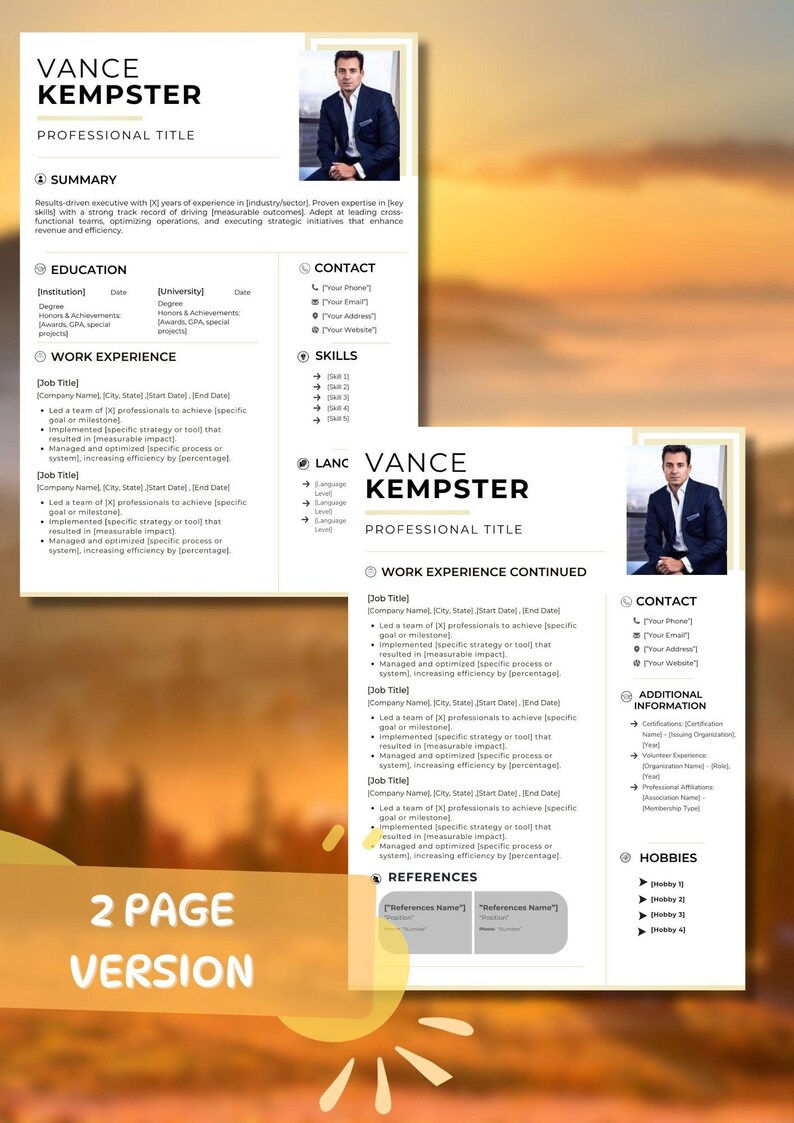 Professional Modern Resume Template for Beginners 3 Pages | Cover ...