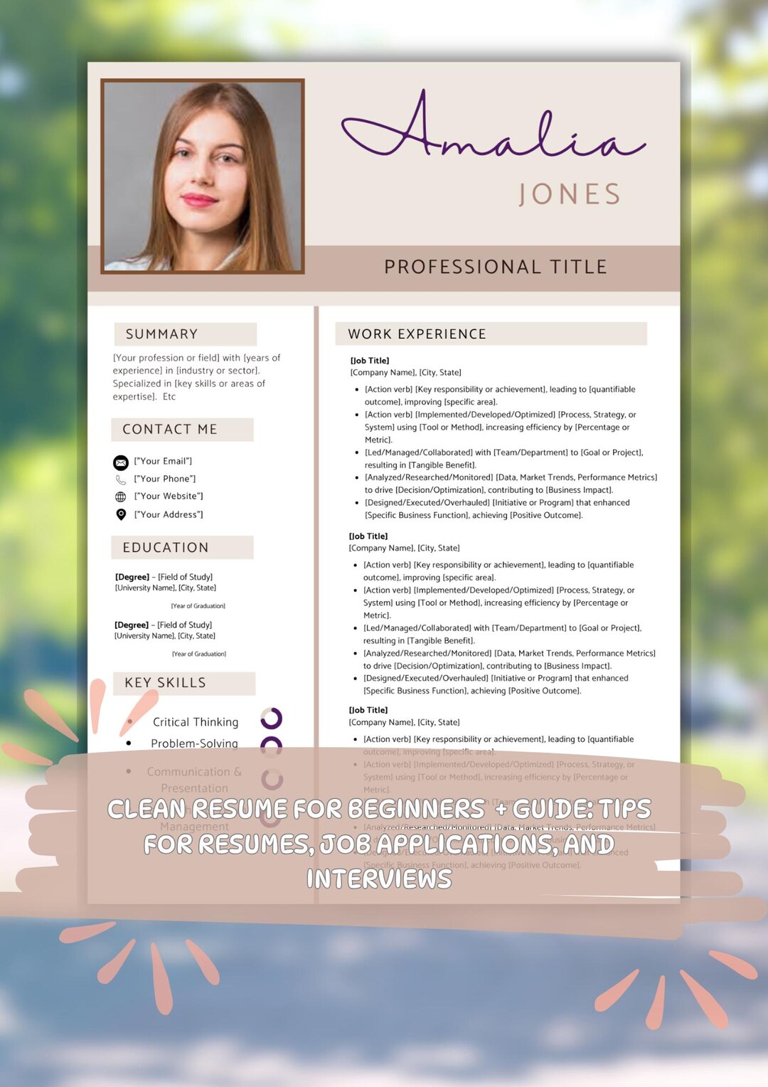 Beautiful Executive Resume Template 4 Pages | Cover Letter & References ...