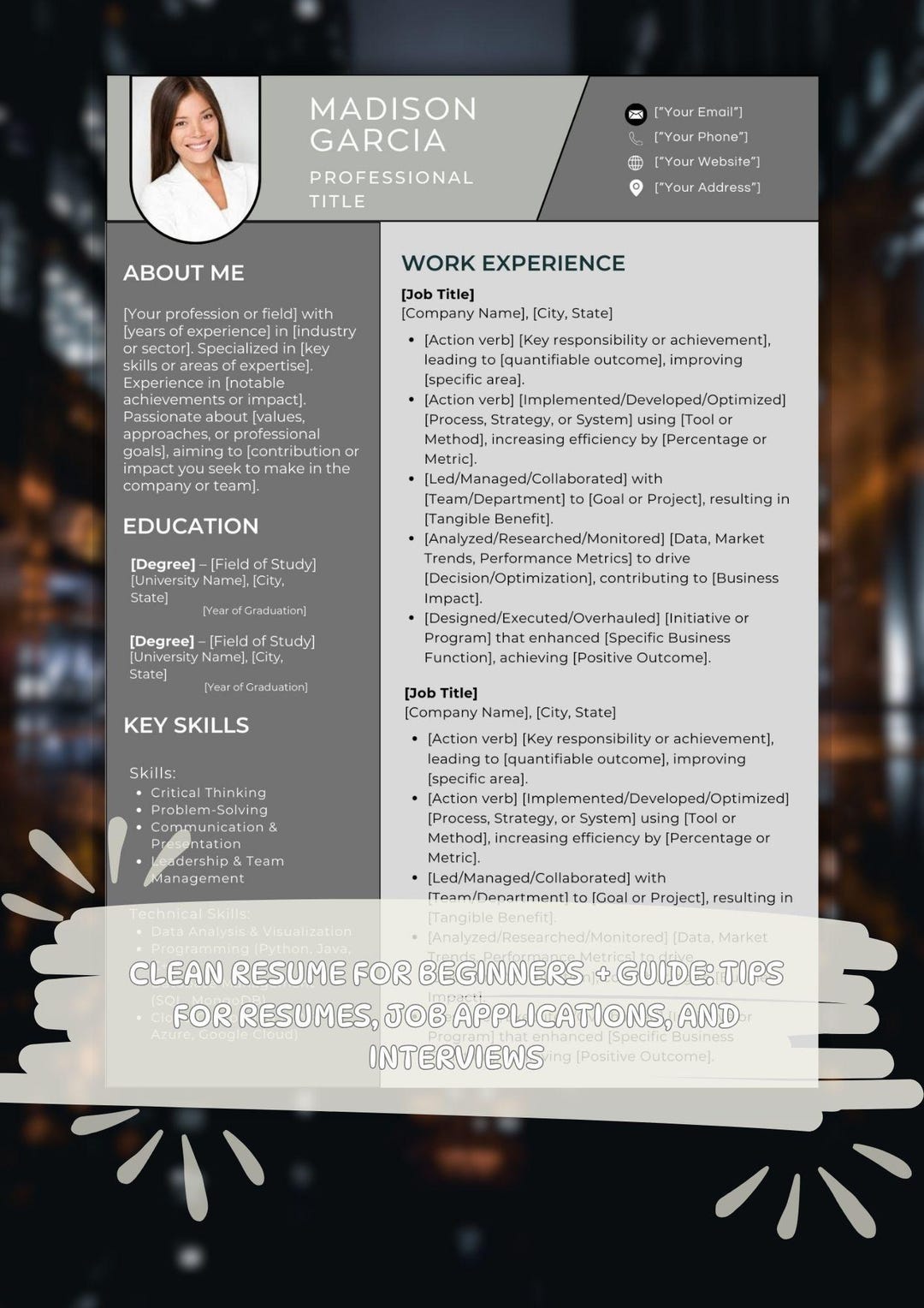 Professional Simple Resume Template 4 Pages | Cover Letter & References ...