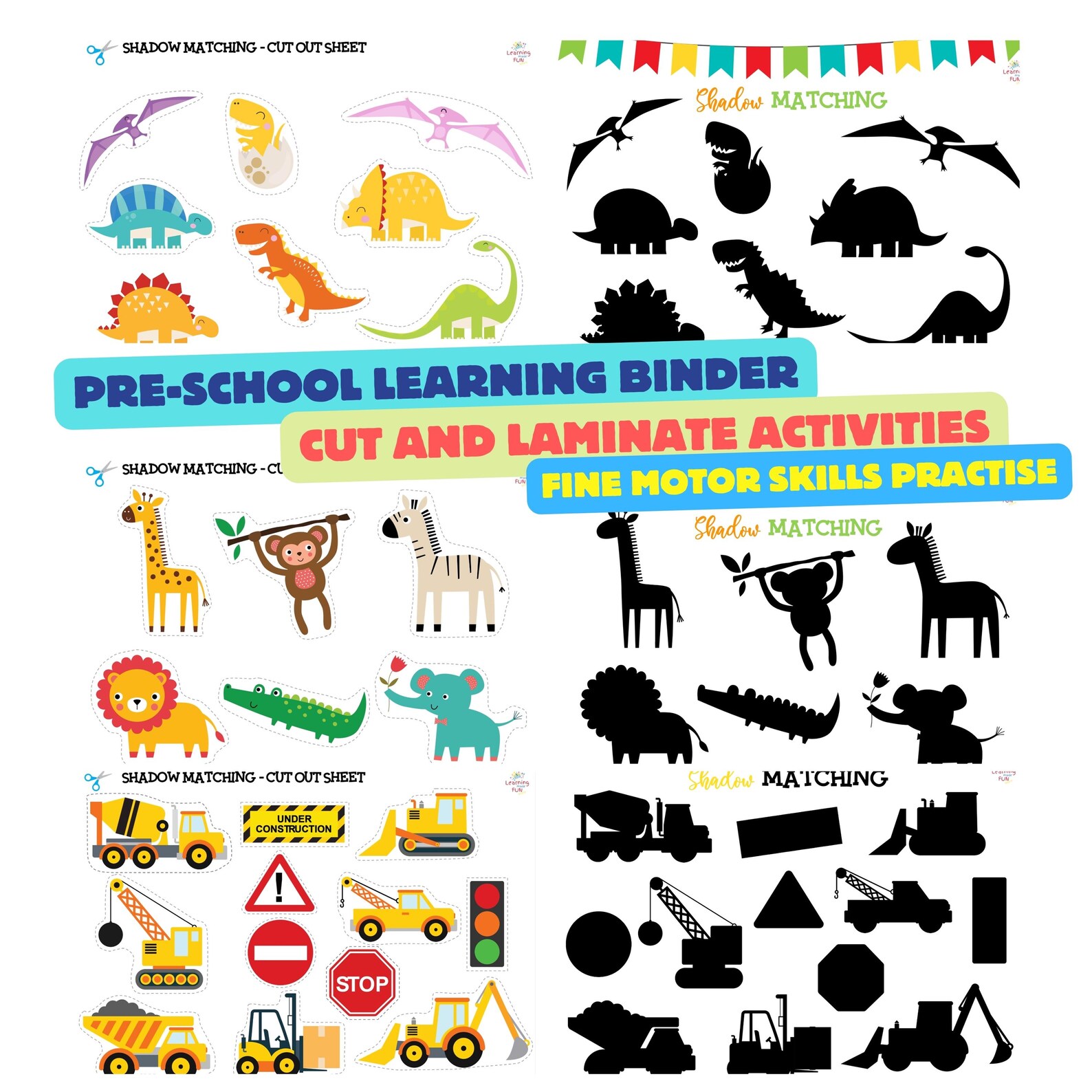 Pre-school Learning Binder Shape Matching Activities DIY Learning Kit ...