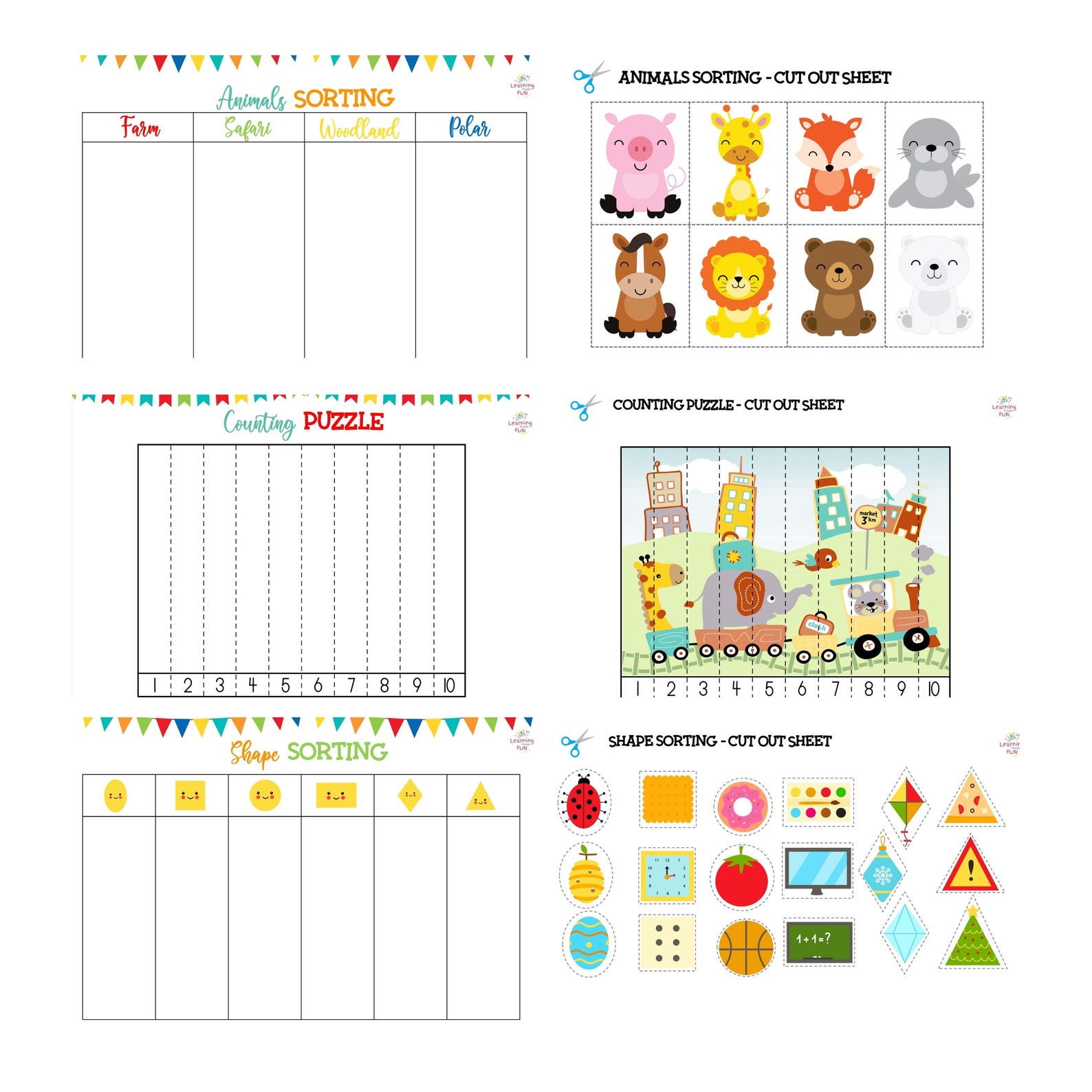 Pre-school Learning Binder Shape Matching Activities DIY Learning Kit ...