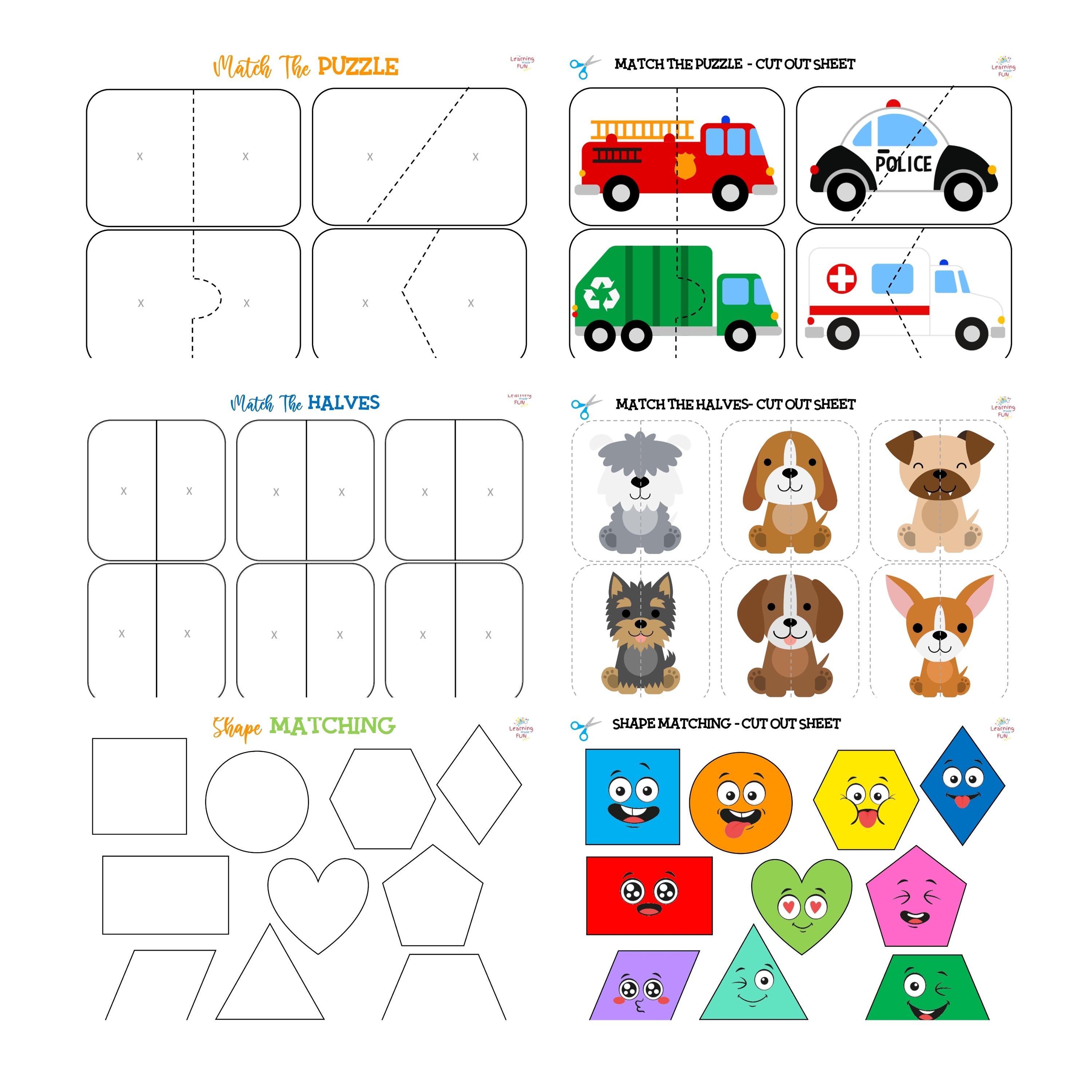 Pre-school Learning Binder Shape Matching Activities DIY Learning Kit ...