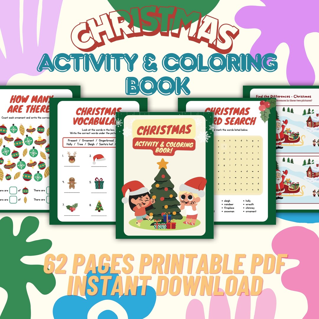 Christmas Activity and Coloring Book for Kids Holiday Activity Sheet ...