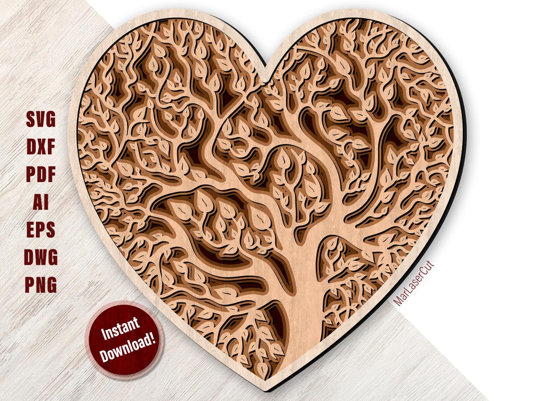 Layered Tree of Life SVG Heart SVG Cut File 3d Layer Tree of Life ...