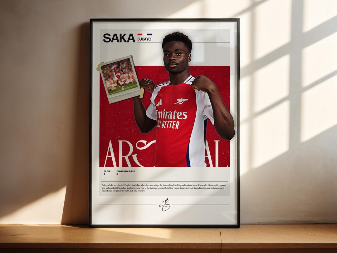 Bukayo Saka Poster Soccer Star Wall Art Football Player Poster Sports ...
