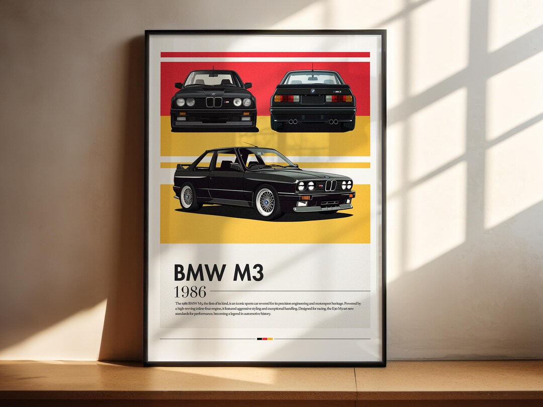 BMW 1980 M3 Poster Classic Car Wall Art Vintage BMW Poster Retro Sports Car Decor Luxury ...