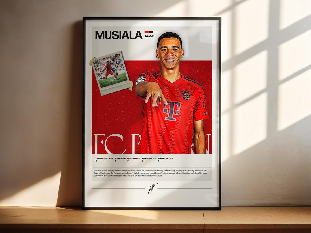 Jamal Musiala Poster Soccer Star Wall Art Football Player Poster Sports ...