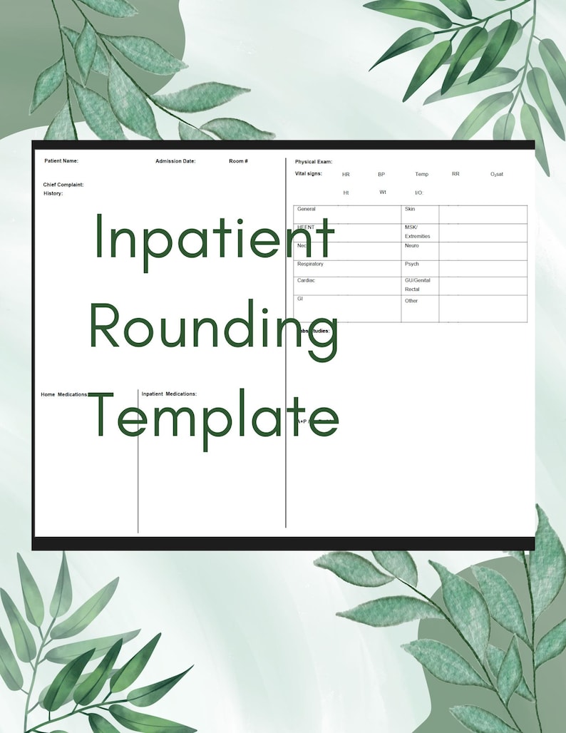Inpatient Medicine Rounding Template - Etsy
