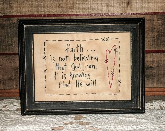 UNFRAMED Faith Primitive Stitchery - Etsy
