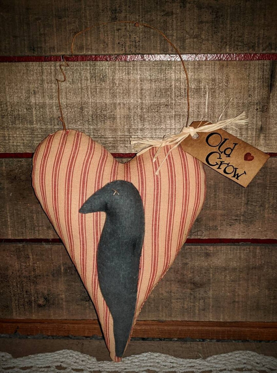 Farmhouse Primitive Country Crow and Heart Door Peg Shelf Hanger - Etsy