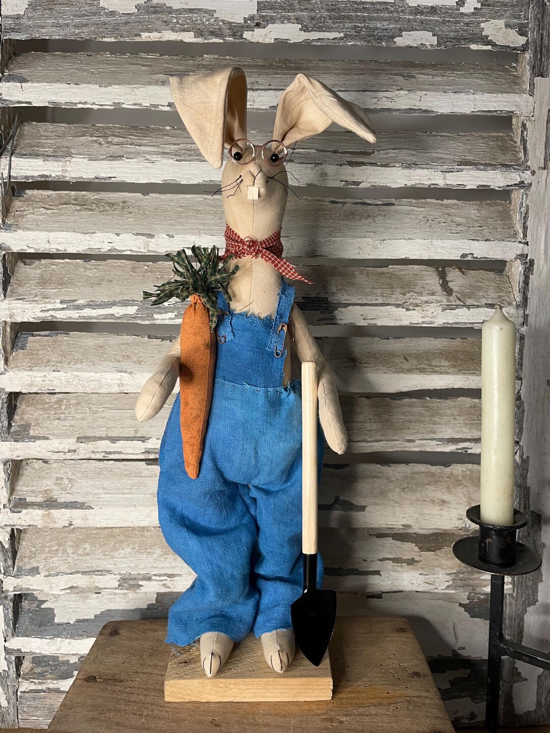 Handmade Primitive Freestanding jack Rabbit on a Wooden Stand ...