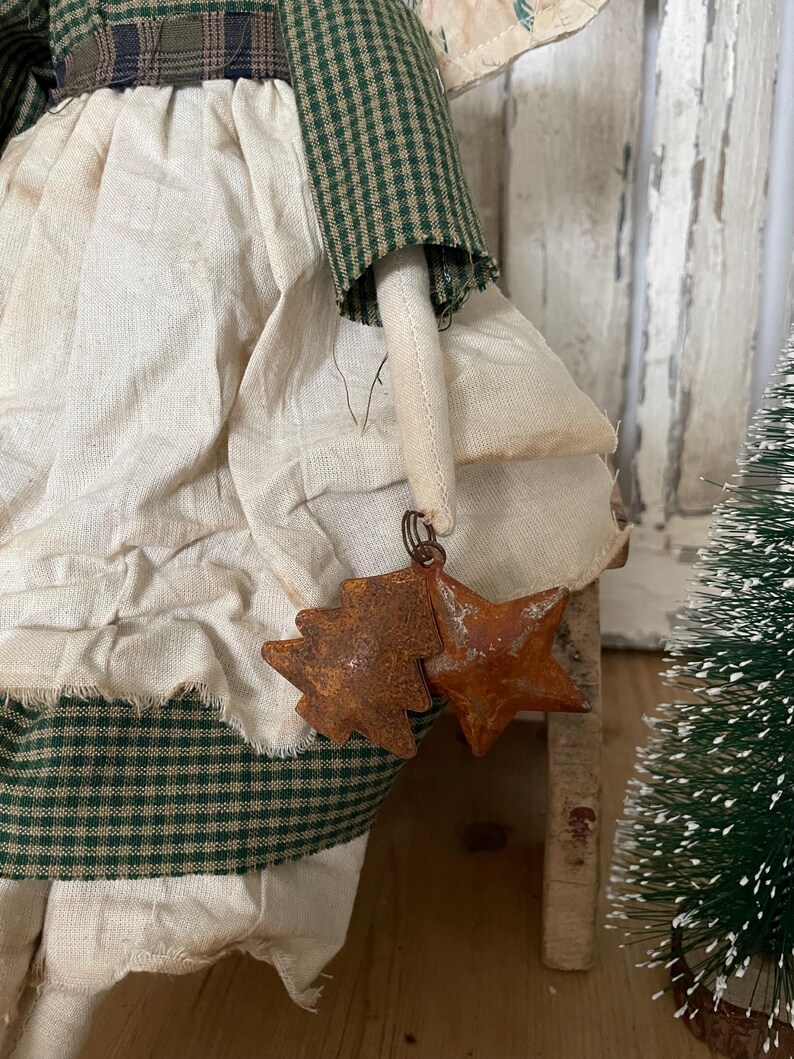 Handmade Primitive Raggedy Angel tree Topper christmasdecor christmas angel winterwonderland ...