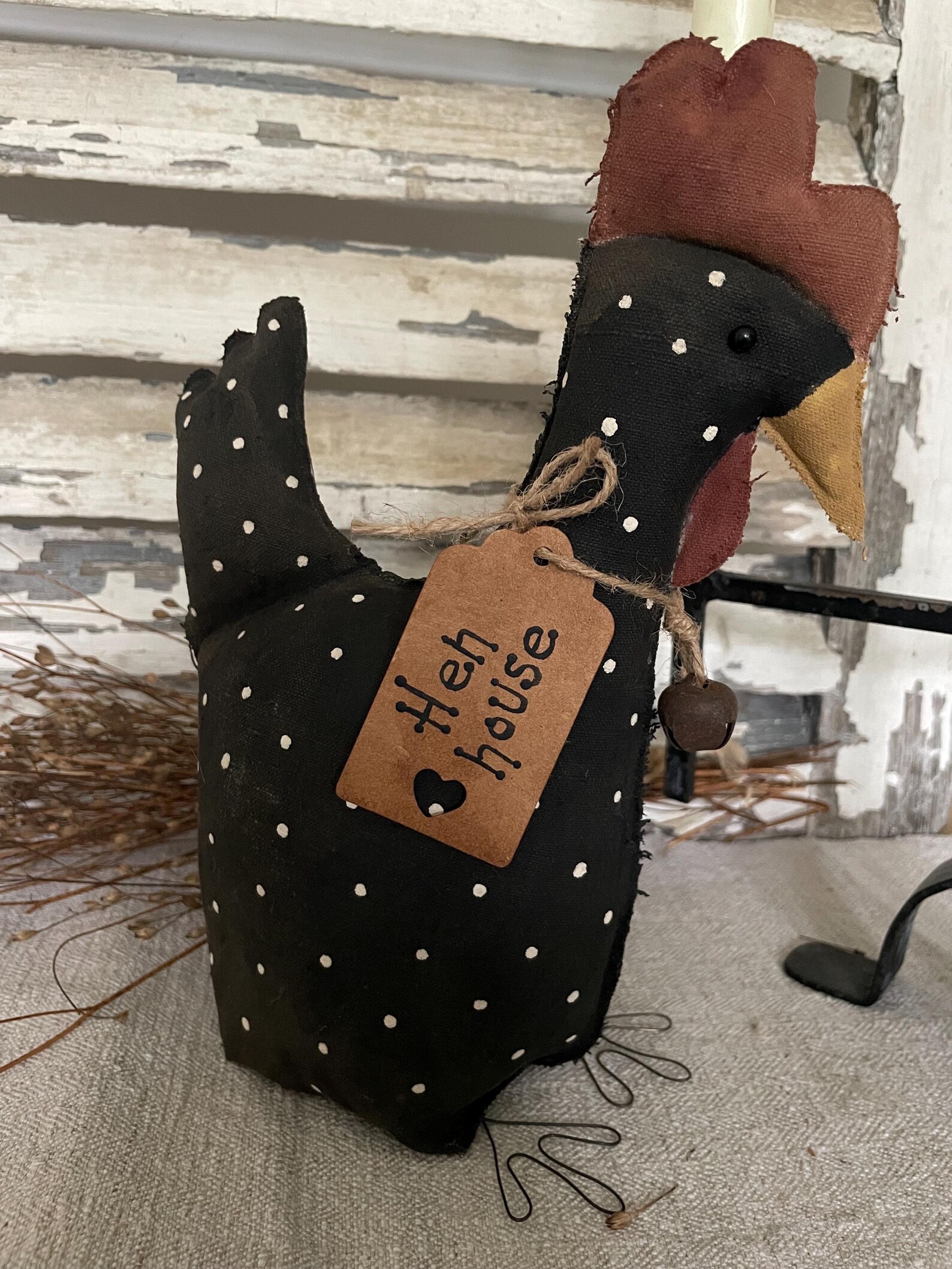 Handmade Primitive Spotty Chicken - Etsy