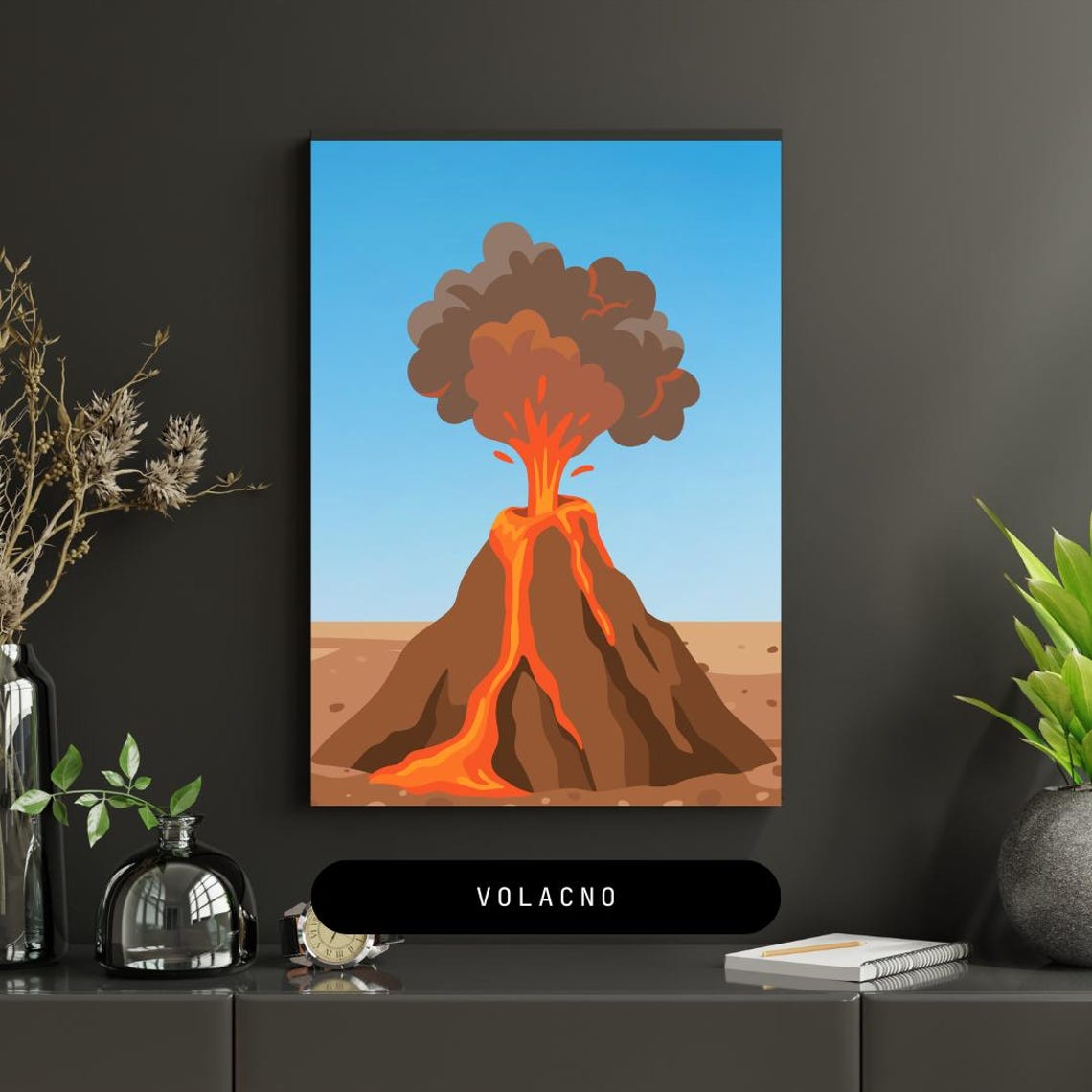 Watercolor Volcano Print | Kids Science Classroom Poster (digital ...