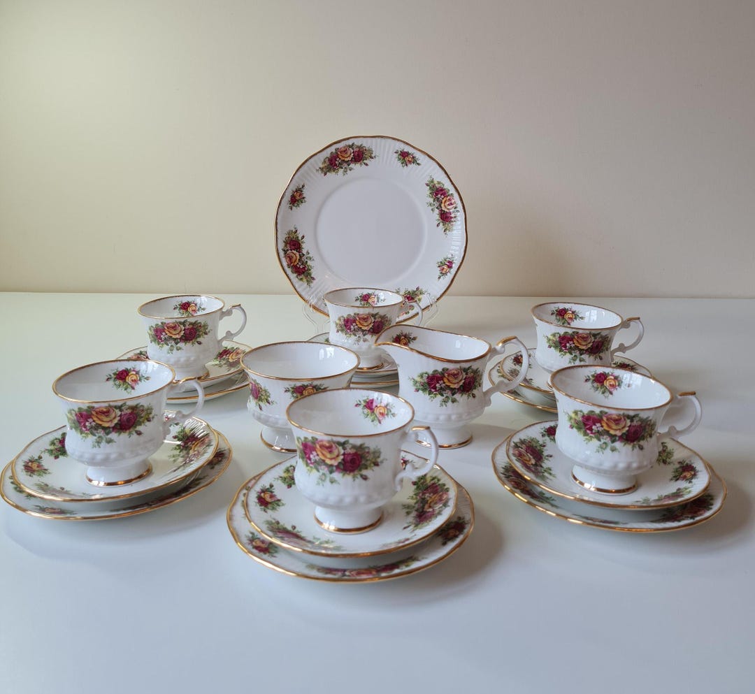 Elizabethan English Garden Tea Set – Vintage Floral Bone China – Cake ...