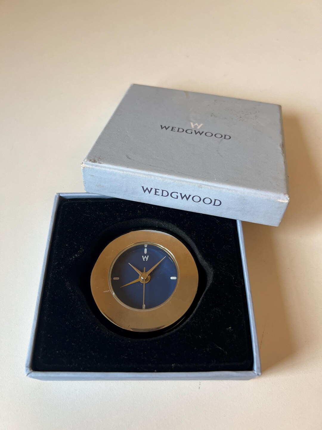 Vintage Wedgwood Desk Timepiece, Blue Dial, Small Decorative Clock With ...