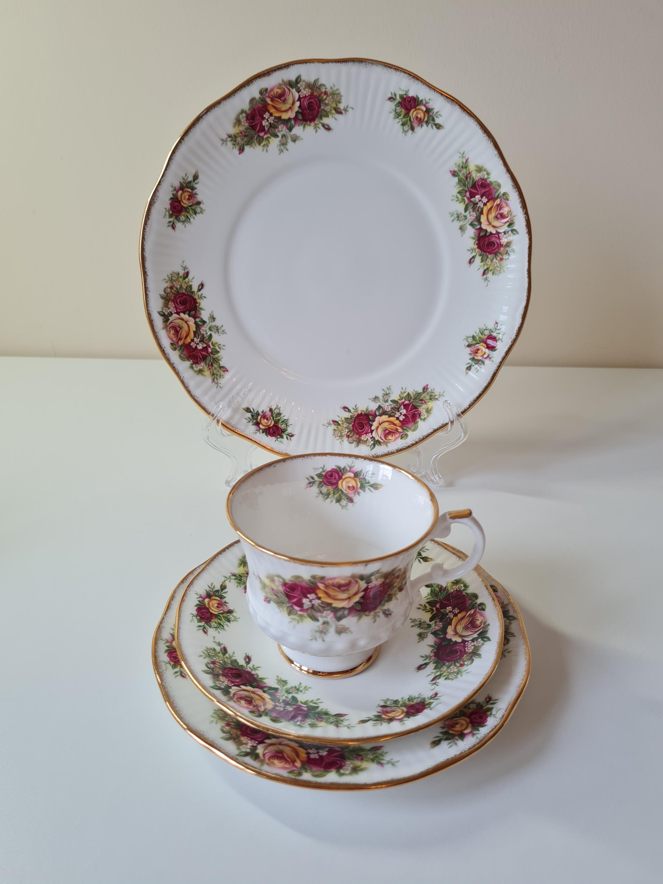 Elizabethan English Garden Tea Set – Vintage Floral Bone China – Cake ...
