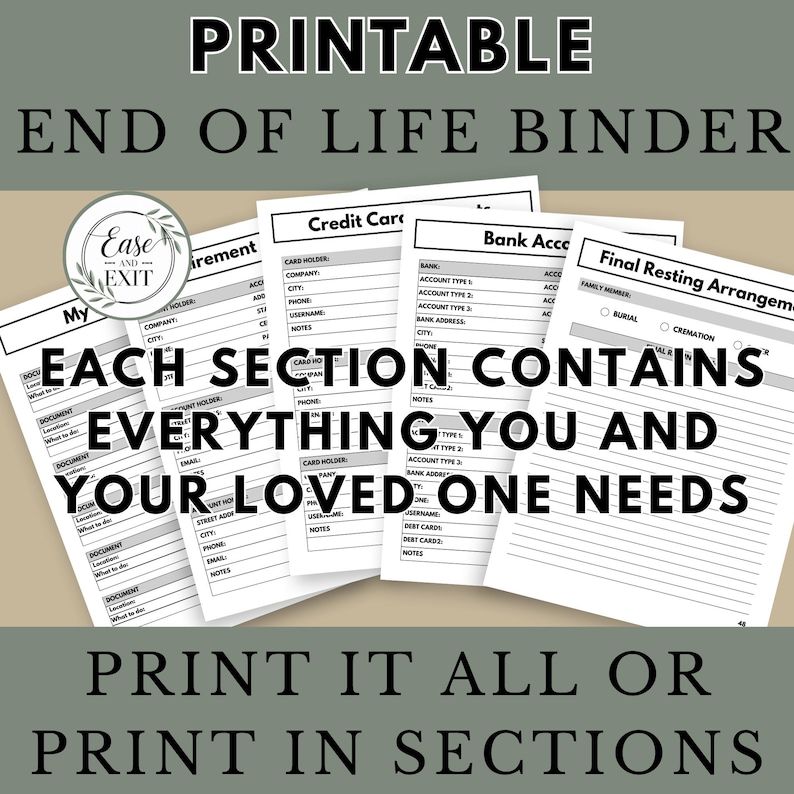 End-of-life Planner | Death Binder | Funeral Planning Organizer ...