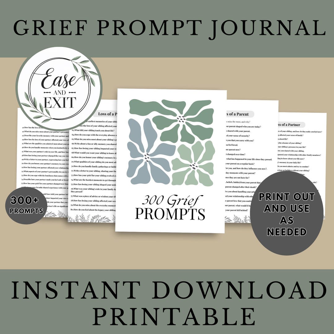 300 Grief Prompts Printable | Healing Journal for Loss of Parent ...