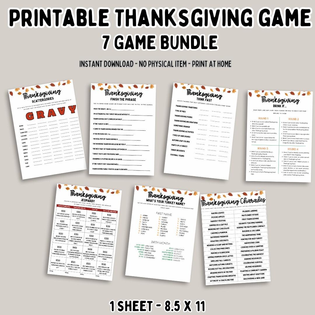 Thanksgiving Game Bundle Gratitude Activity for Thanksgiving ...