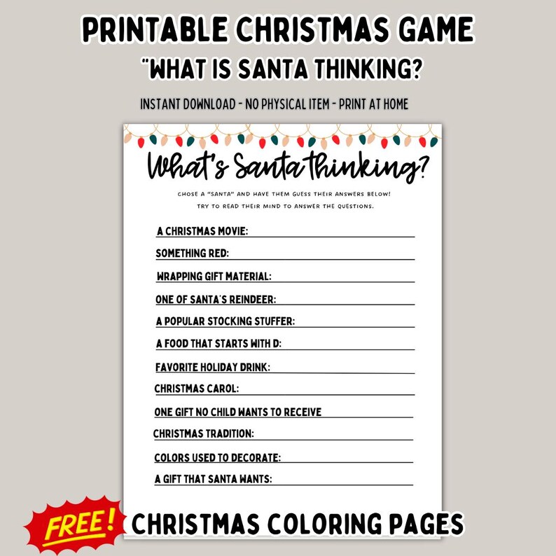What is Santa Thinking? | Fun Holiday Party Game | Gratitude Activity ...
