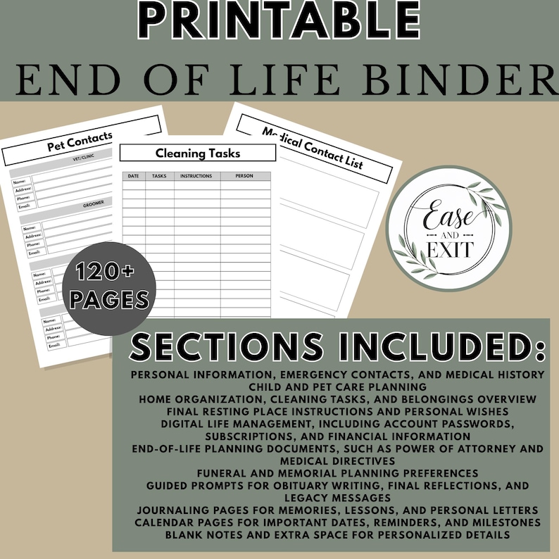 End-of-life Planner | Death Binder | Funeral Planning Organizer ...