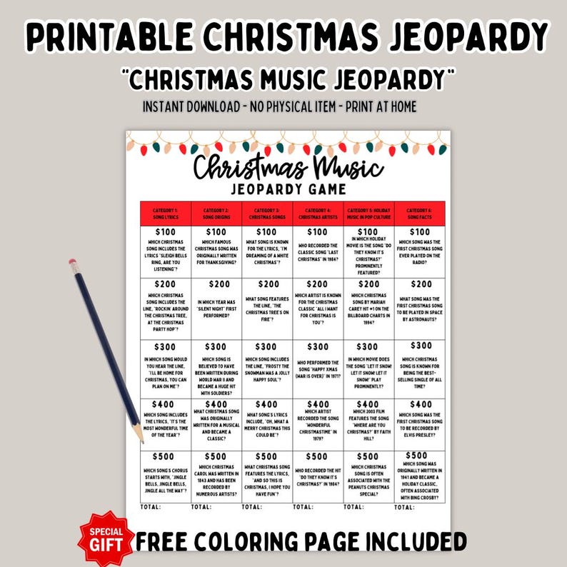 Christmas Music Jeopardy | Christmas Conversation Starter | Family Feud ...