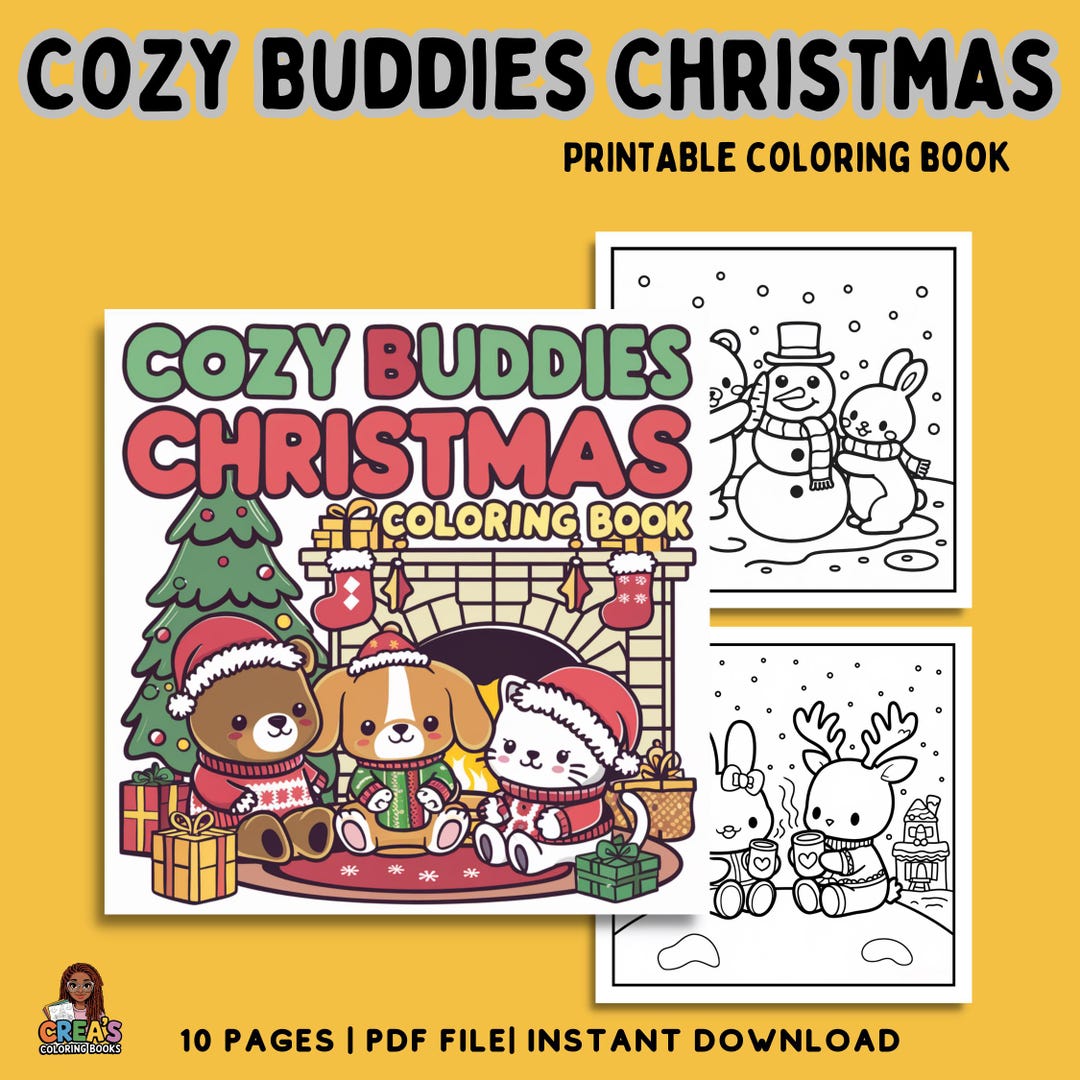 Cozy Buddies Christmas | Hygge Coloring Book | Easy to Color | Relaxing ...