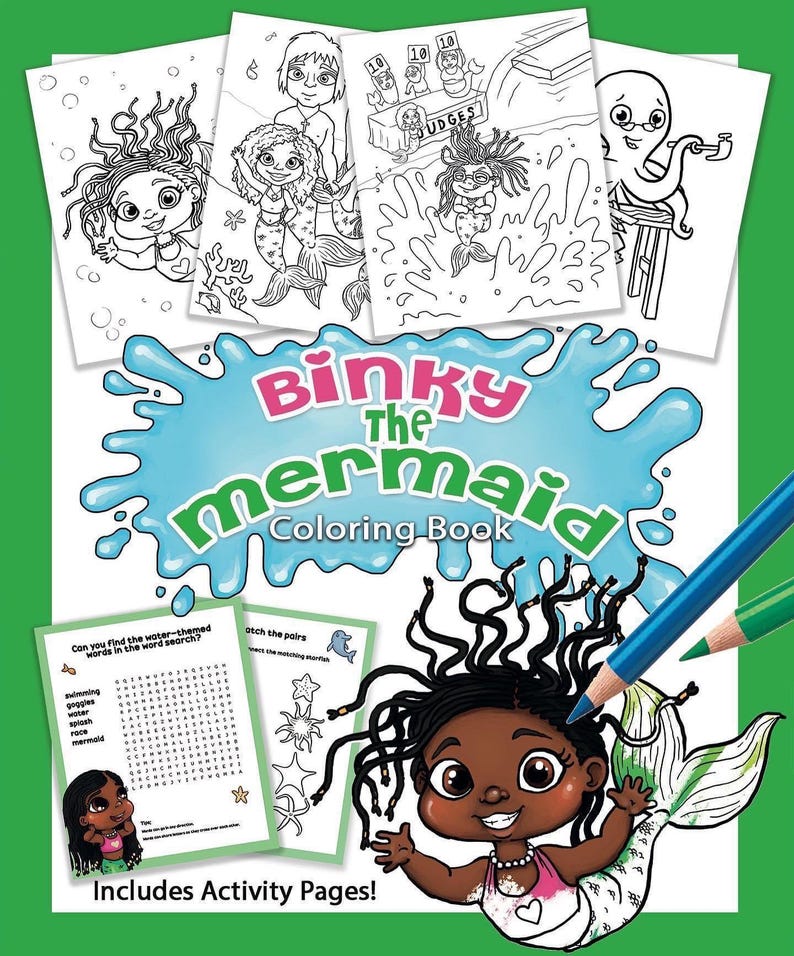 Mermaid Coloring Book/ Binky the Mermaid - Etsy