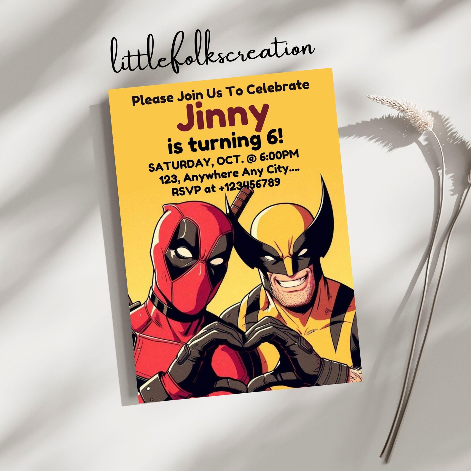 Deadpool & Wolverine Birthday Invitation: Superhero Party (digital ...