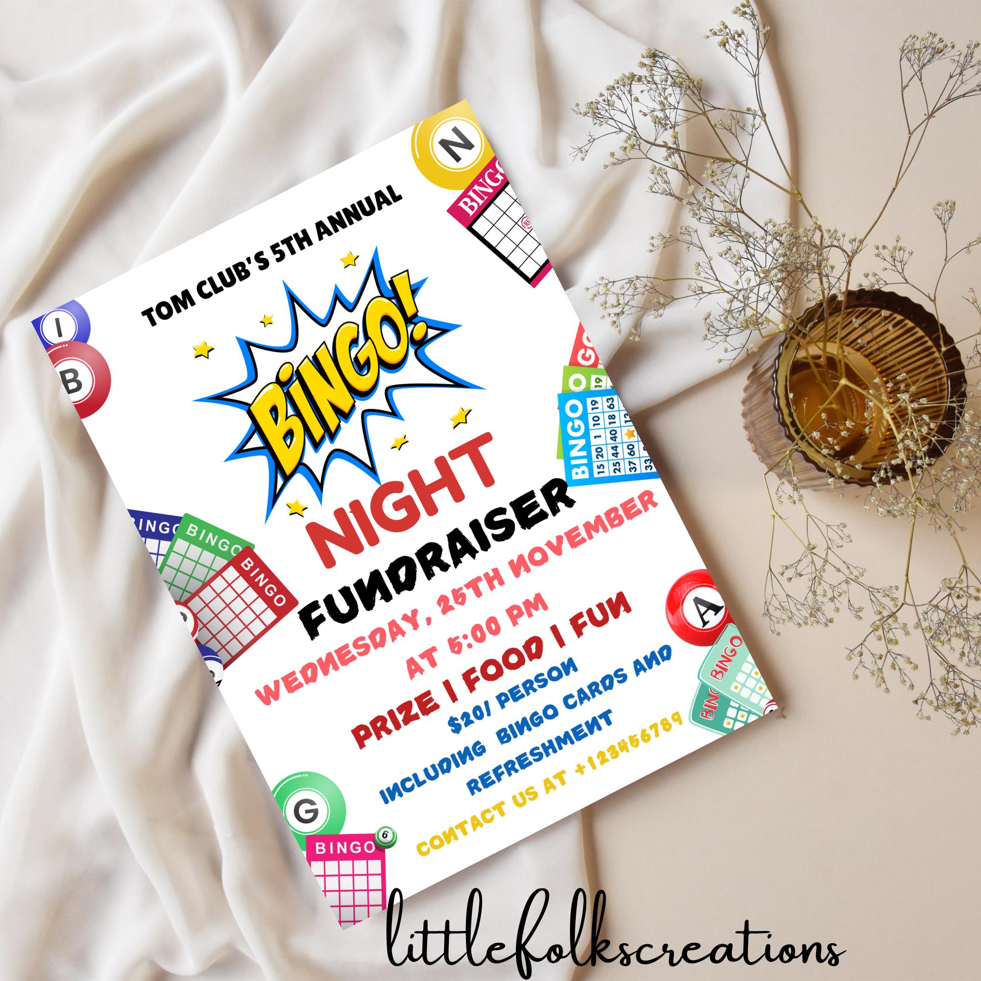 Editable Bingo Night Fundraiser Flyer Invitation Template Instant ...