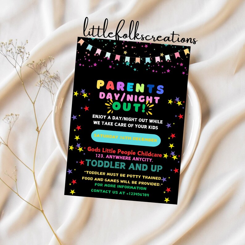 Parents Night Out Flyer: Editable School Event Invitation (digital ...