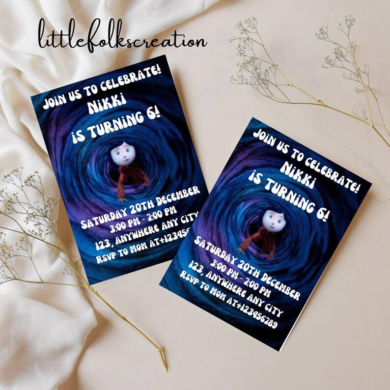 Editable Printable Coraline and Wybie Birthday Invitation, Kids ...