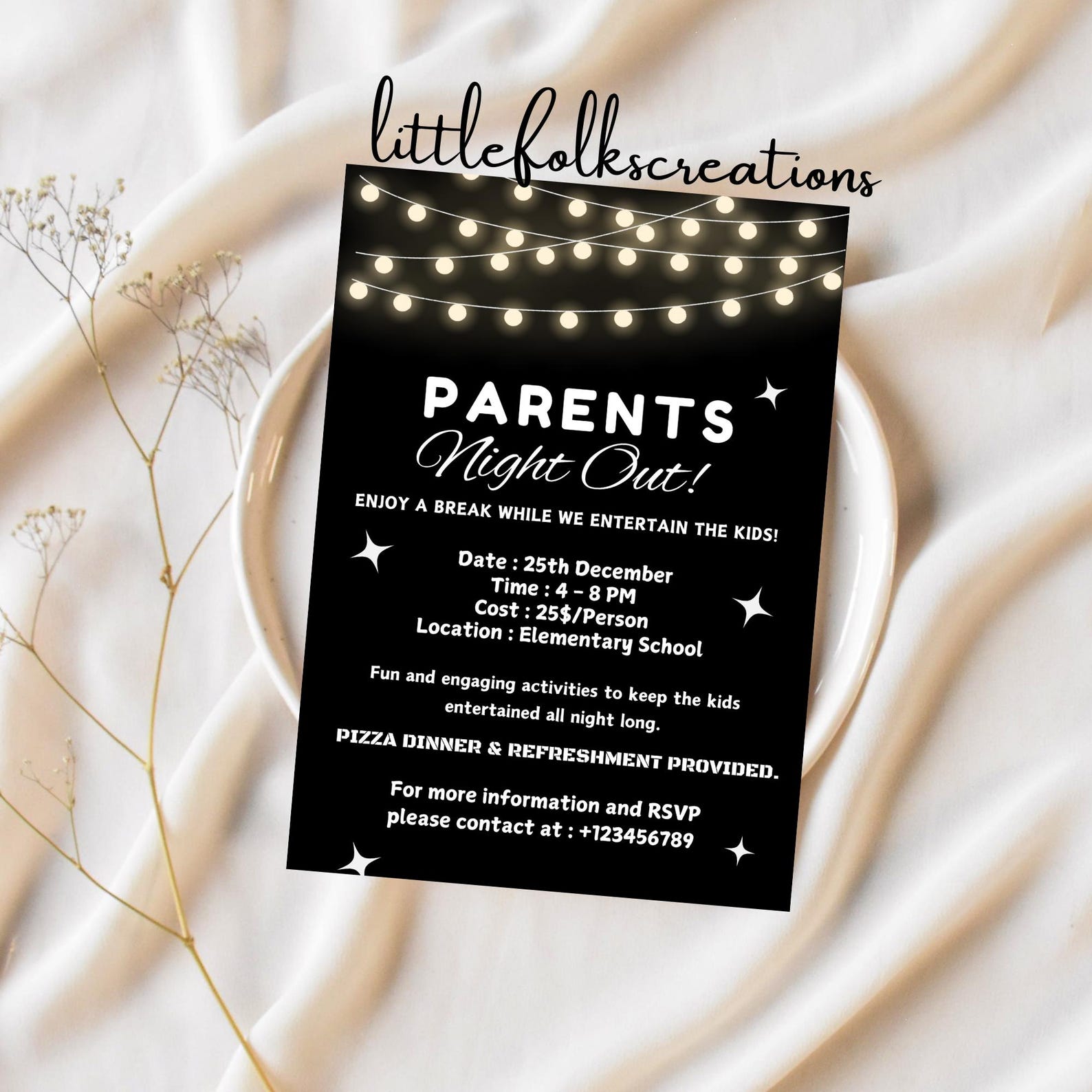 Parents Night Out Flyer Template: PTA Fundraiser Event Invite (digital ...